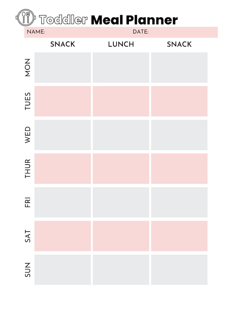 Toddler Meal Planner PDF Printable Download Weekly Kids Meal Planner ...
