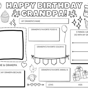 Happy Birthday Grandfather Coloring Page | Happy Birthday Activity ...