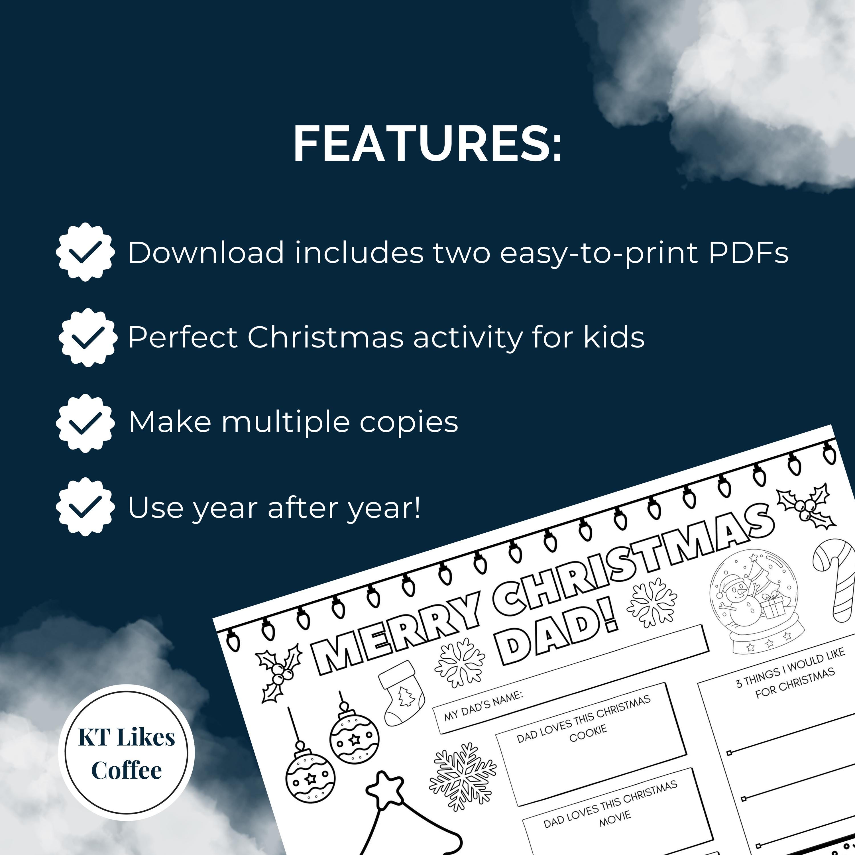 Merry Christmas Mom & Dad Coloring Pages (digital Download) - Etsy