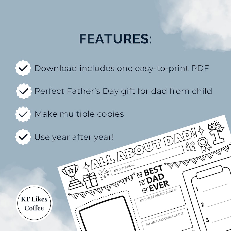 Father's Day Coloring Page | Happy Father's Day Placemat Activity Sheet ...