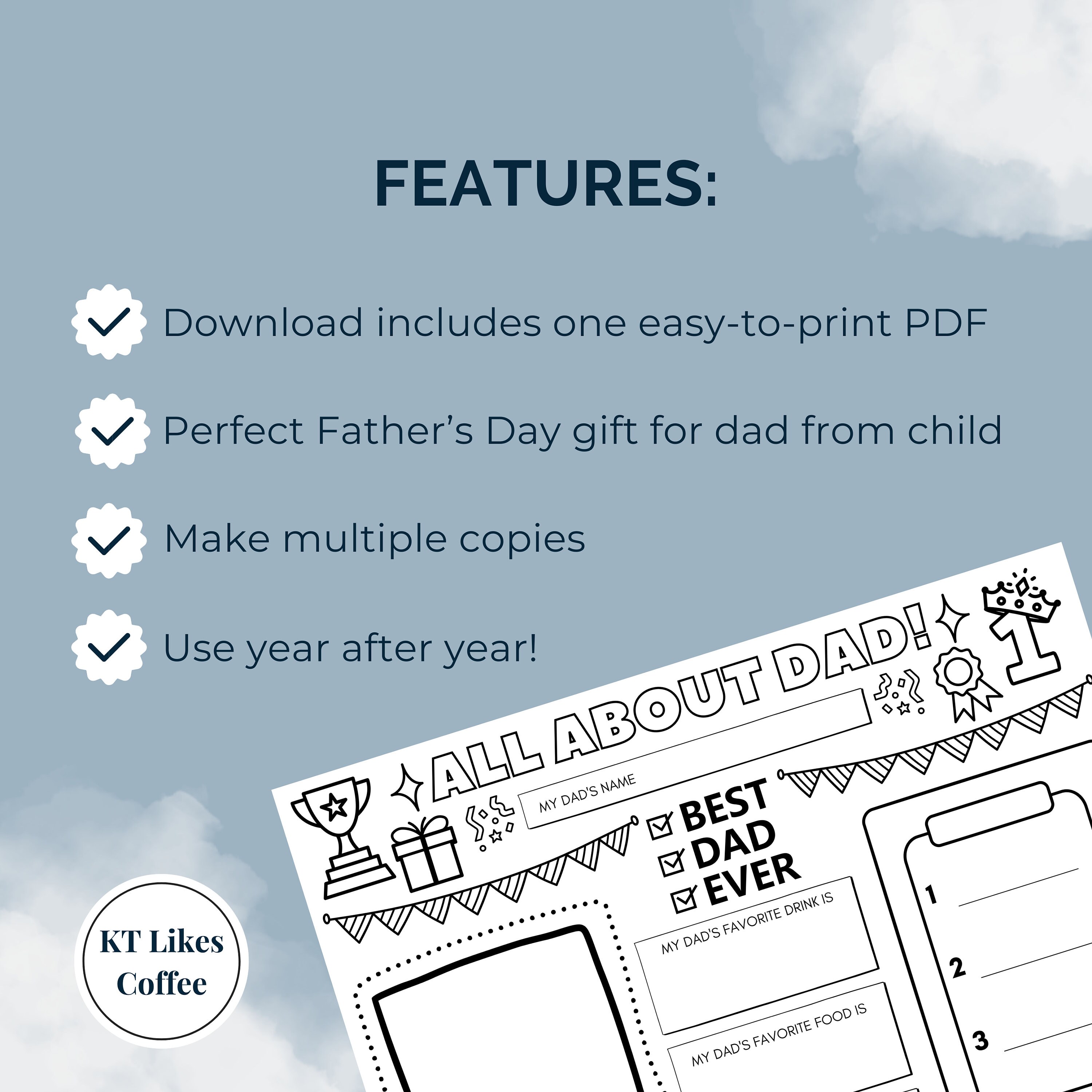 Father's Day Coloring Page Happy Father's Day Placemat Activity Sheet ...