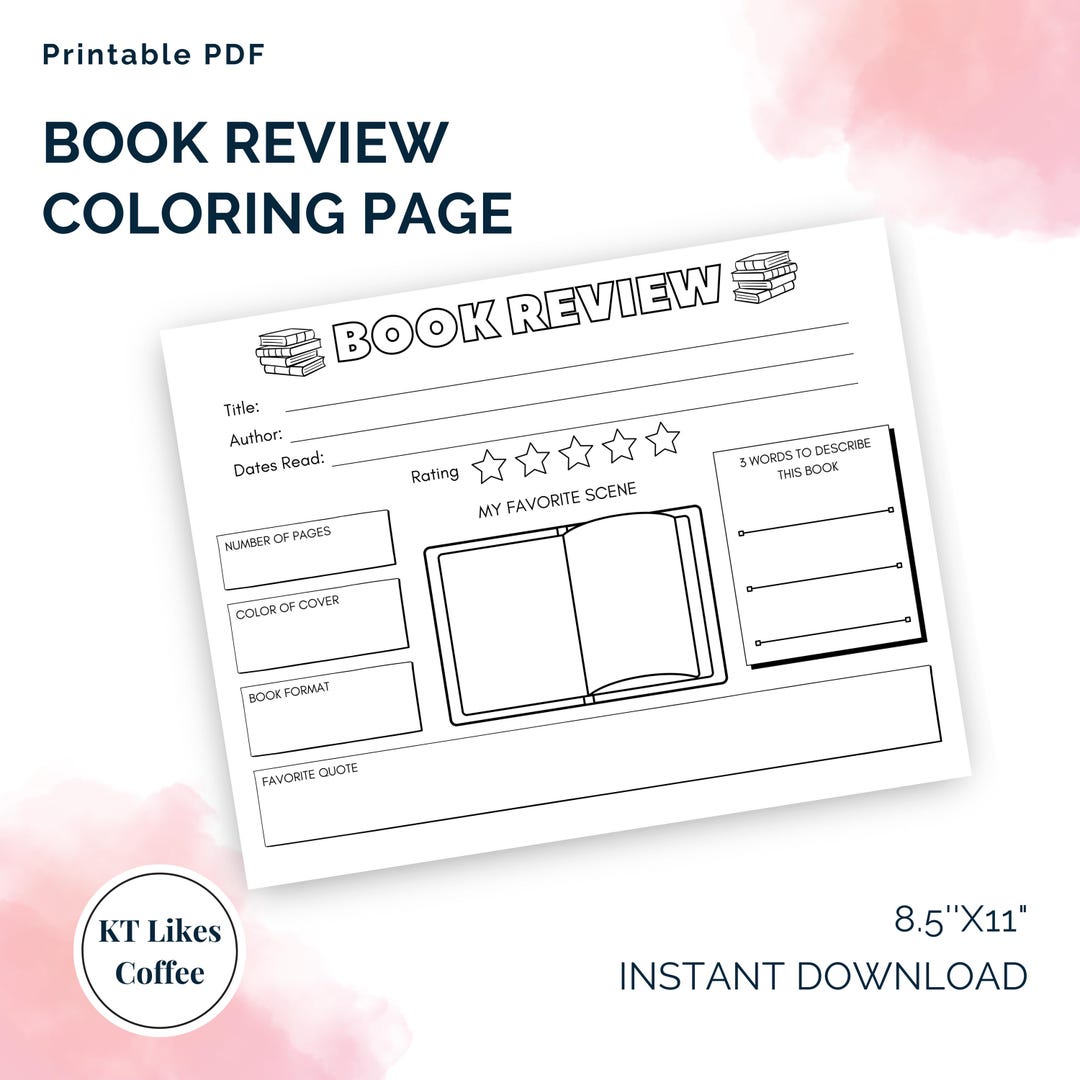 Book Review Coloring Page Book Review Page Digital Book Review Book ...
