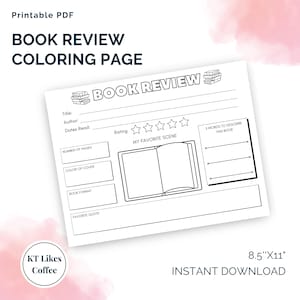 Book Review Coloring Page Book Review Page Digital Book Review Book ...