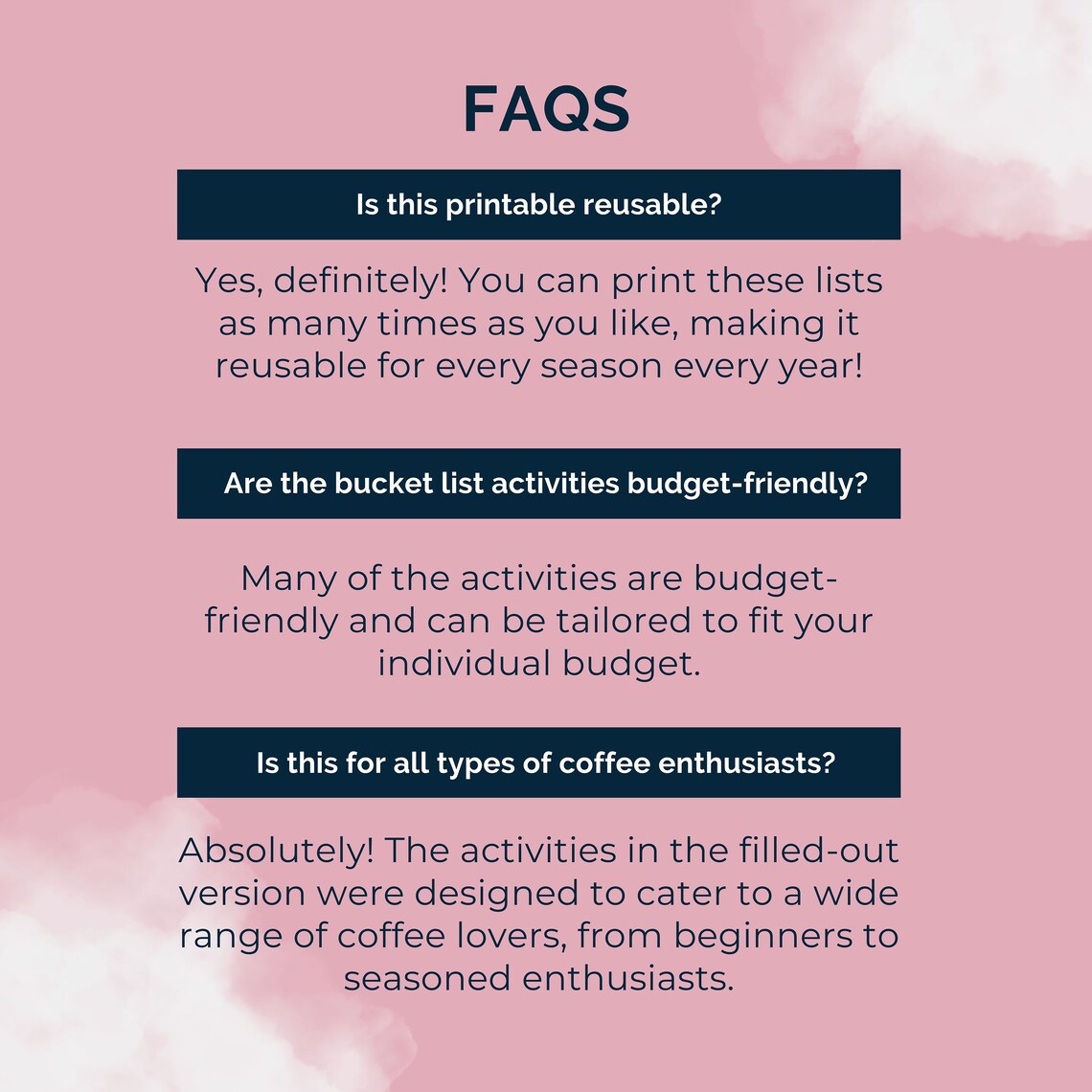 Coffee Themed Bucket List Bundle | Coffee Bucket List | Coffee Bucket ...