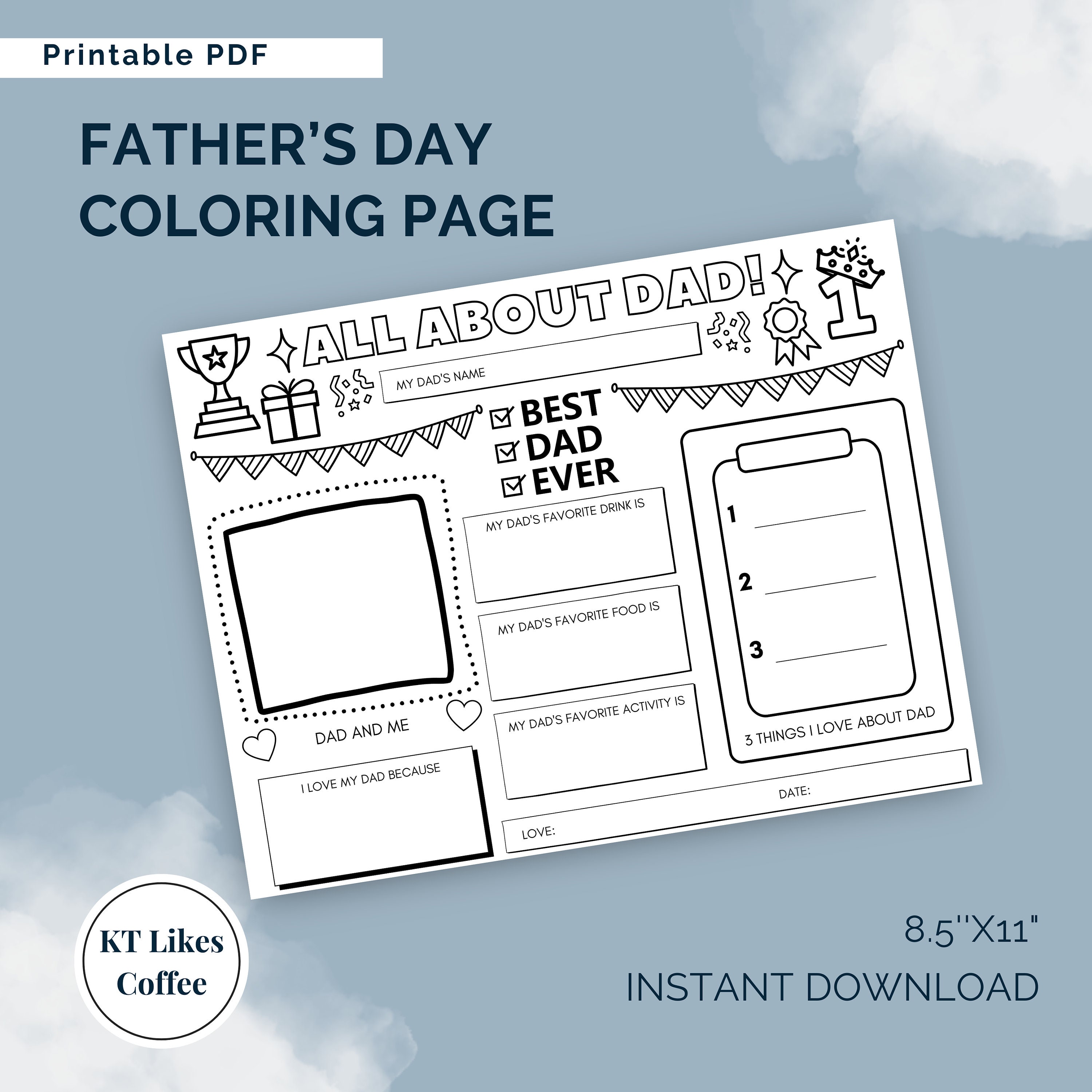 Father's Day Coloring Page Happy Father's Day Placemat Activity Sheet ...