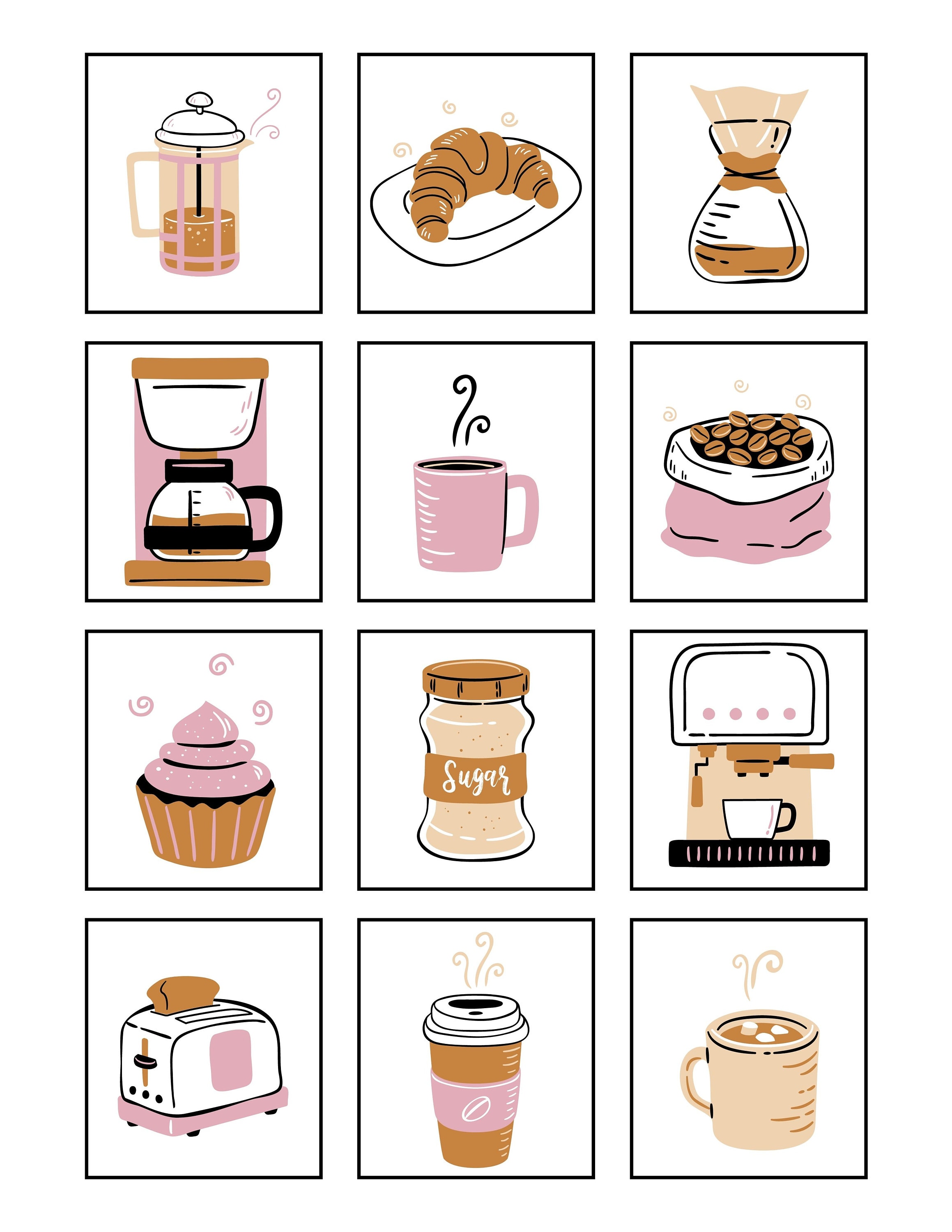 Coffee Memory & Matching Game | Instant Digital Download | Preschool ...