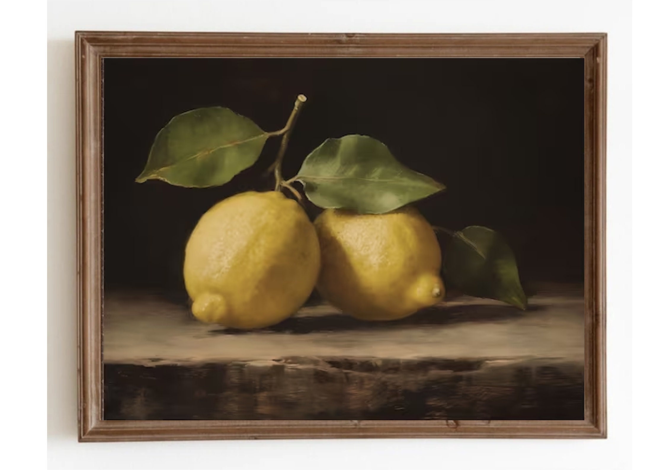 Vintage Lemon Oil Painting Art Print: Moody Kitchen Wall Decor - Etsy