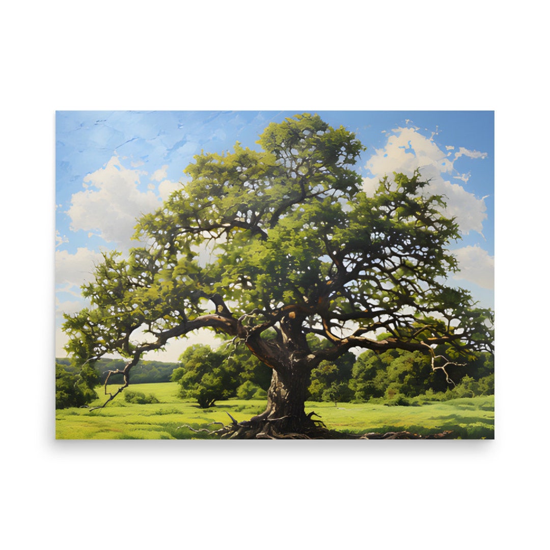 Old Oak Tree Art Print: Meadow Landscape Wall Art - Etsy