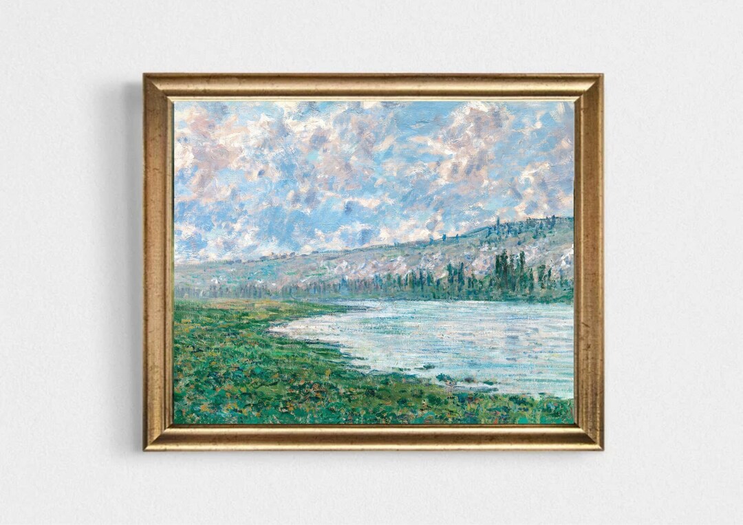 Monet Landscape Print: Vintage Mountain Lake, Pine Forest Art - Etsy