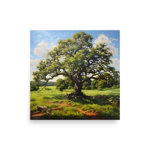 Old Oak Tree Oil Painting Art Print: Green Meadow Panoramic Wall Art - Etsy