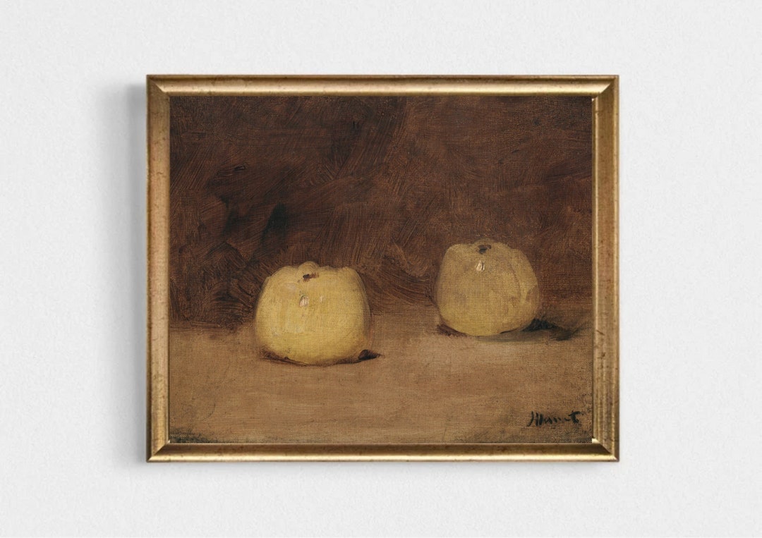 Two Apples Still Life Vintage Print-antique Still Life With Apple Print ...