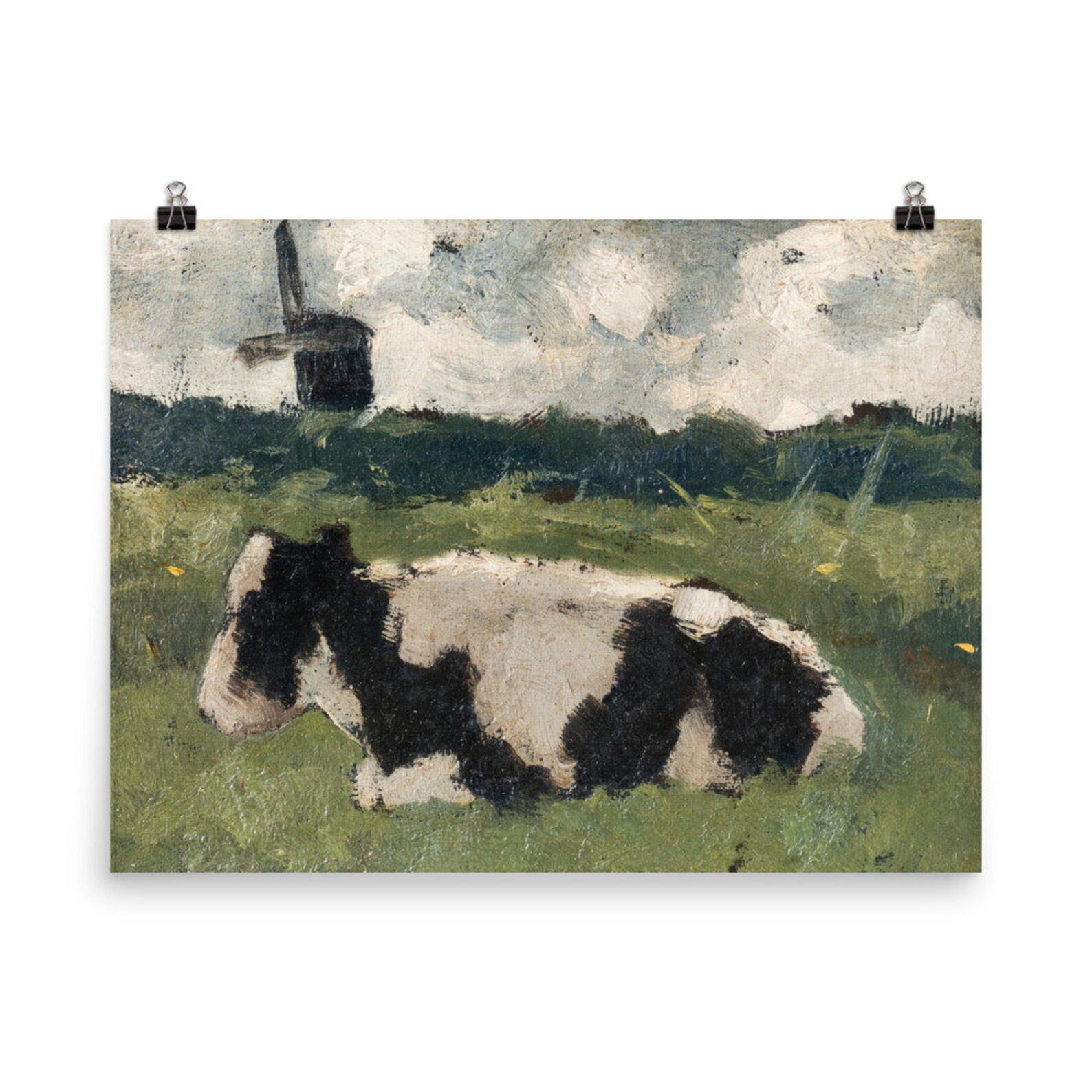 Vintage Cow Painting Art Print: Farmhouse Wall Decor - Etsy