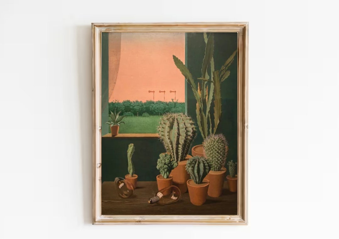 Cactus Still Life Art Print: Vintage Cacti Poster - Etsy