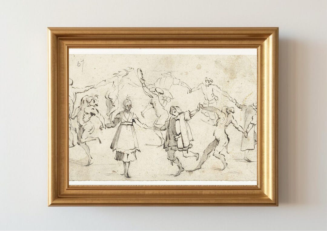 Vintage Dance Print: Moses Ter Borch Sketch, Commedia Dell Arte - Etsy