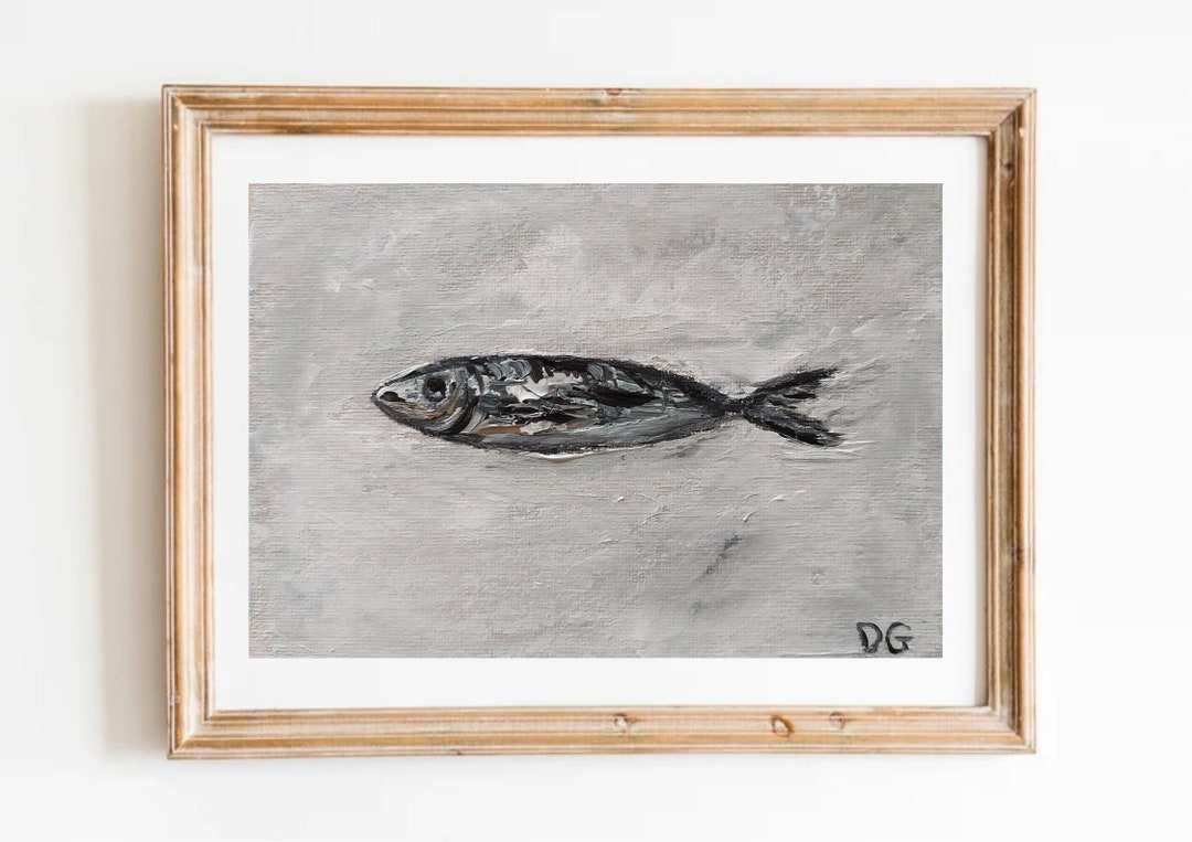 Sardine Painting Fish Print Kitchen Still Life Sardine Still Life Print ...