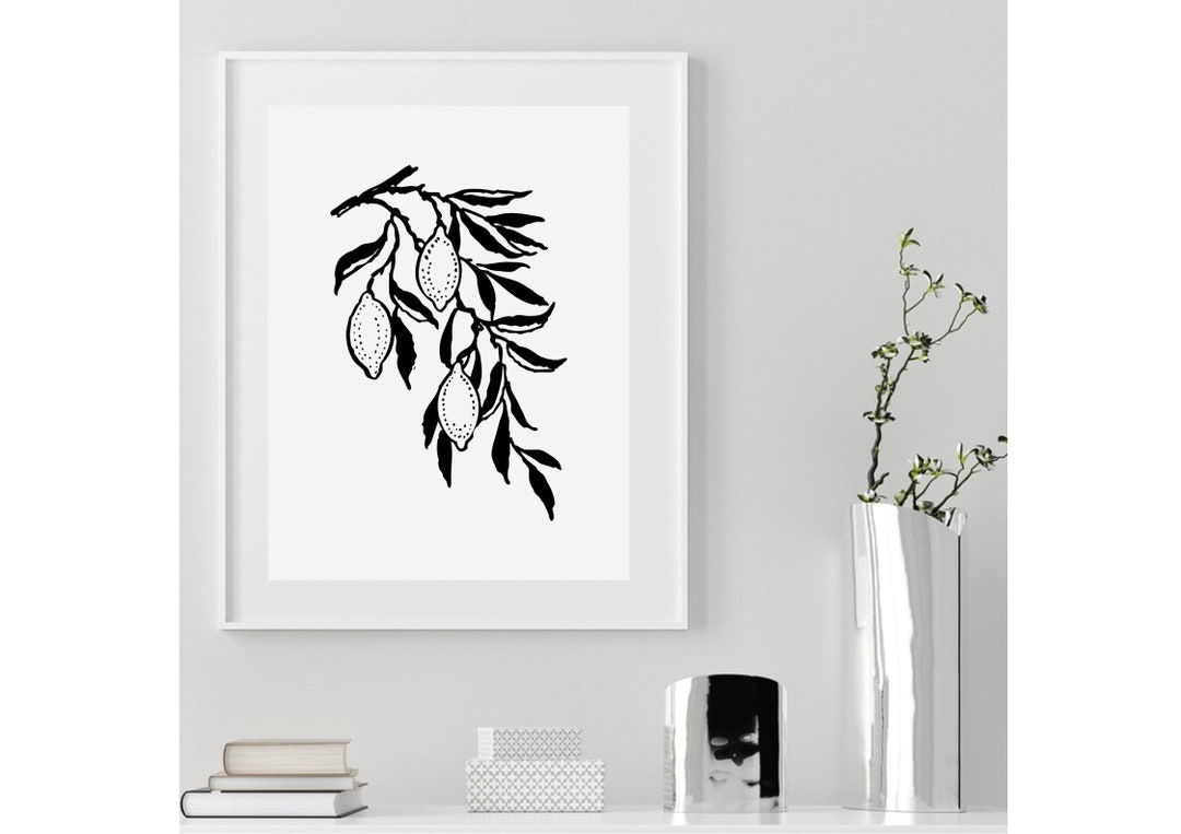 Vintage Lemon Branch Print: Botanical Antique Sketch - Etsy