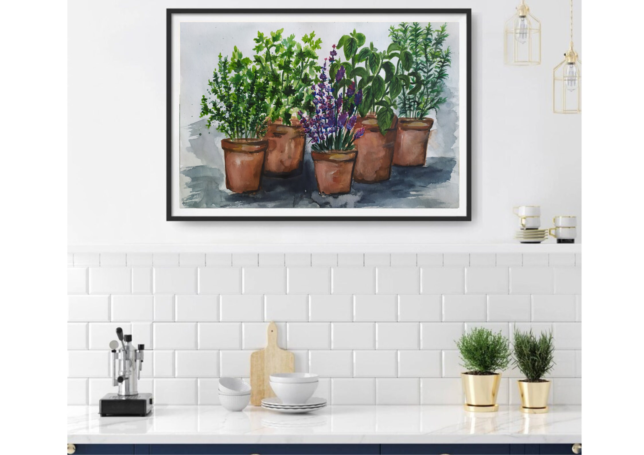 Pots With Herbs and Spices Still Life Print-parsley Basil Lavender Thyme Rosemary Print-herbs ...
