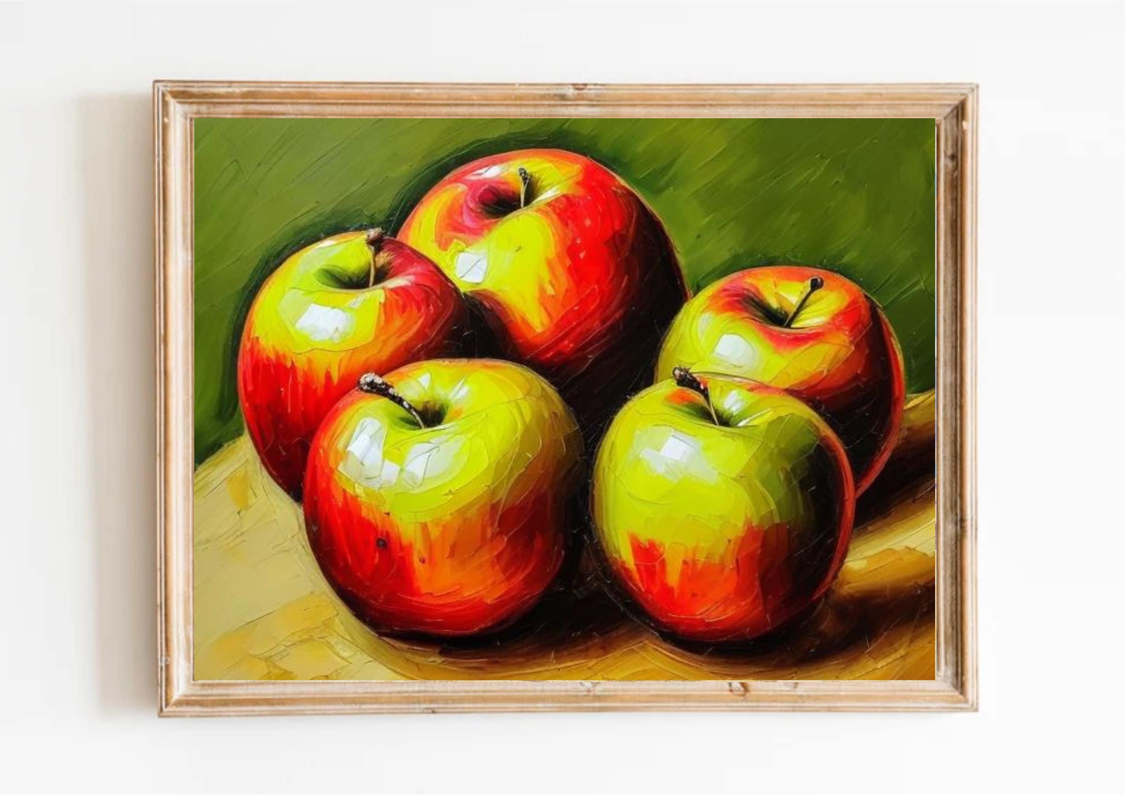 Apples Oil Painting Apple Art Print Fruit Painting Kitchen Still Life ...