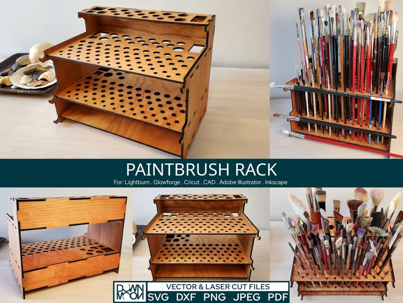 Brush Holder Rack for Paintbrushes Digital Plans and Cut - Etsy