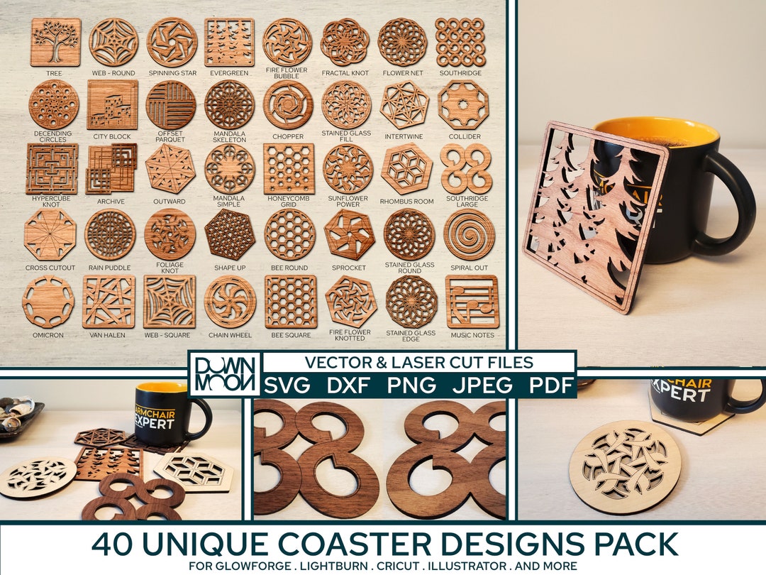 40 Unique Coaster SVG Designs Pack - Etsy