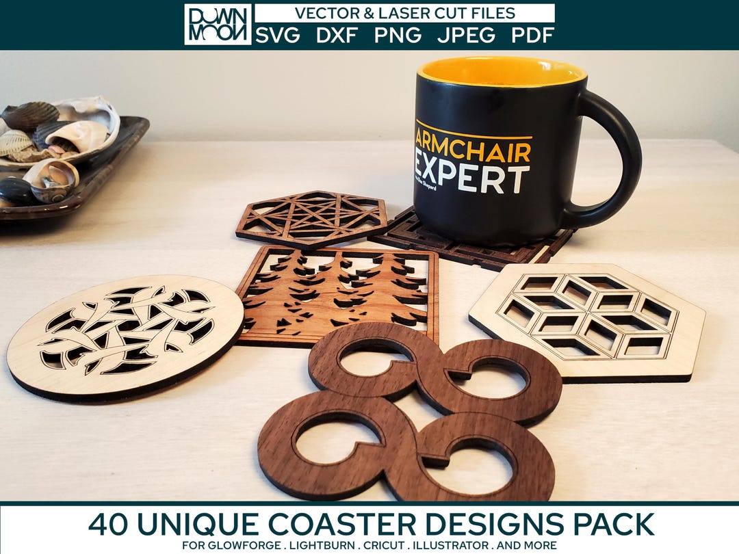 40 Unique Coaster SVG Designs Pack - Etsy