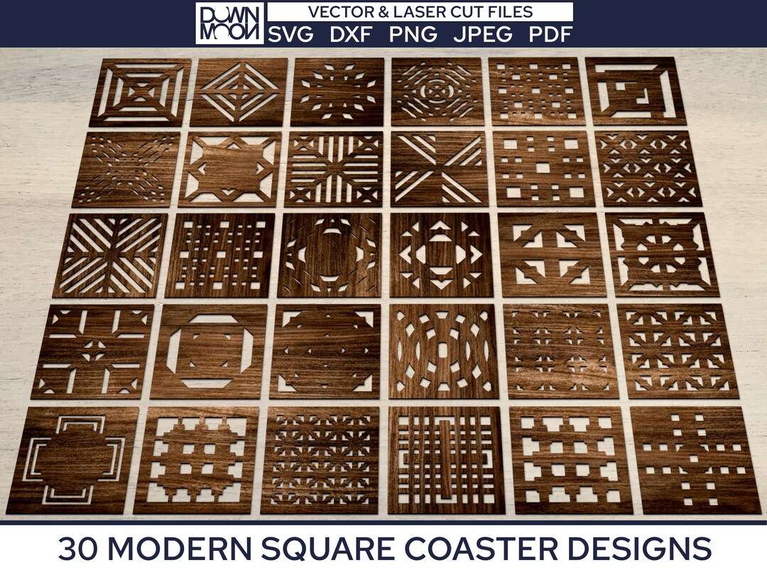 30 Modern Square Coaster Designs SVG Laser-ready Files - Etsy