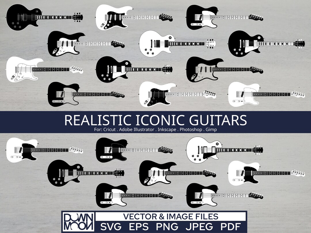 Accurate Guitar SVG Pack, Realistic Detailed Digital Vector and Image ...