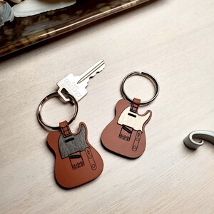 Personalized Leather Guitar Keychain With Spotify Code - Etsy