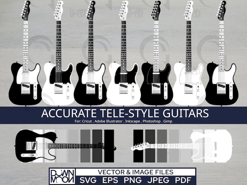 Accurate Tele-style Guitar SVG Pack Detailed Scaled Digital - Etsy
