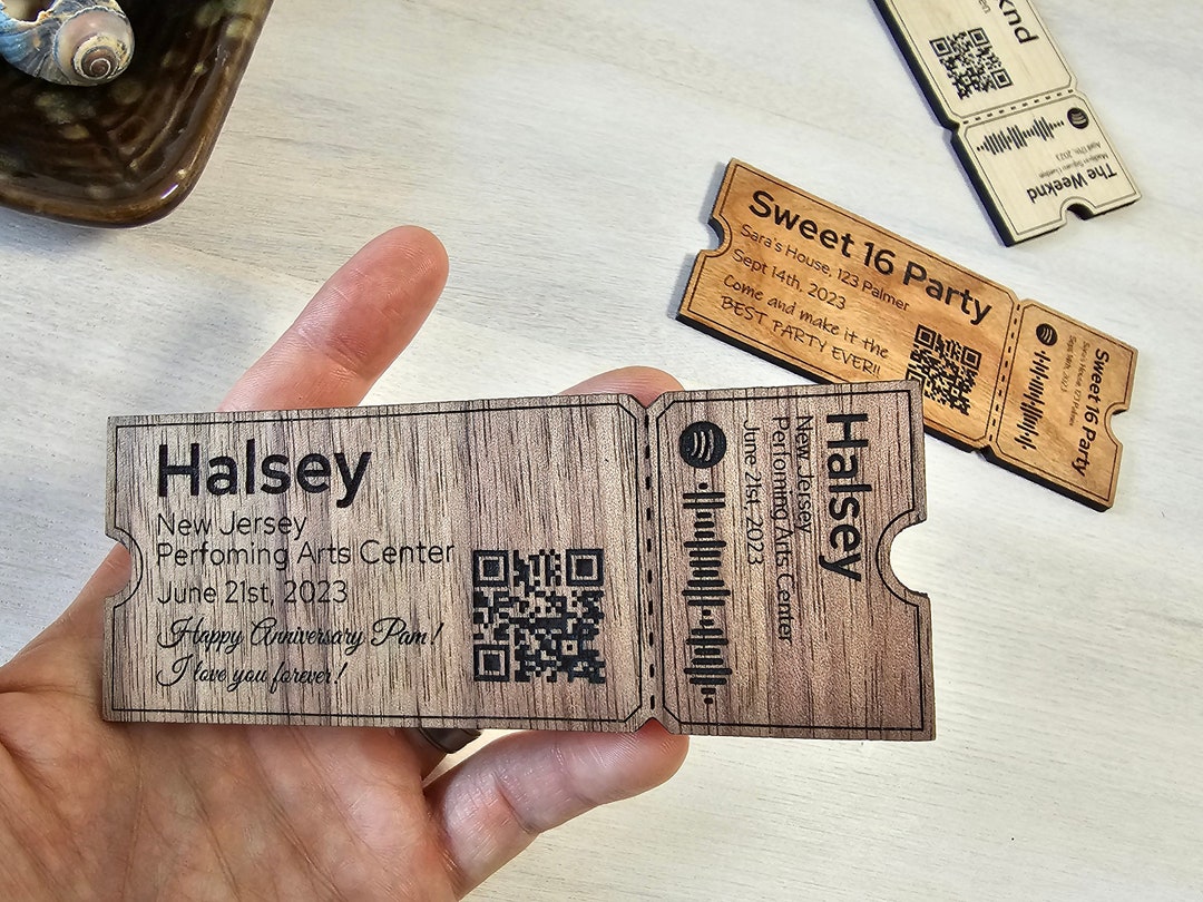 Wooden Event Concert Ticket - Custom Personalized Gift Reveal Ticket ...