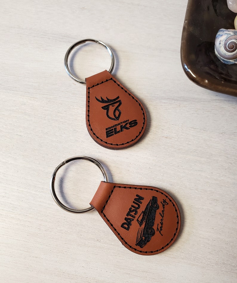 Vintage Style Custom Leather Keychain Fob for Datsun or Austin Healey ...