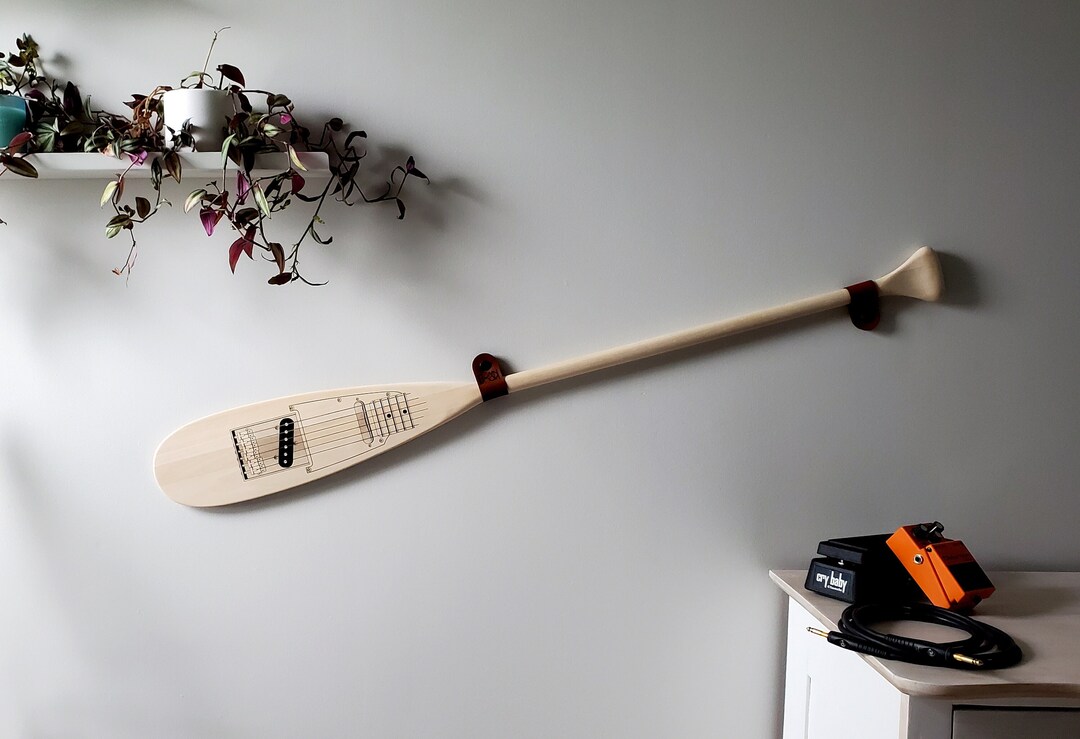 Telepaddle - Laser Engraved Telecaster Guitar Canoe Paddle With Leather ...