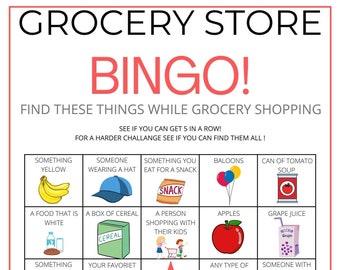 Grocery Store Printable Bingo Game for Kids Instant Digital Download - Etsy