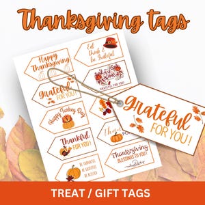 Thanksgiving Gift Tags, Thanksgiving Printable Tag, Thanksgiving Treat ...