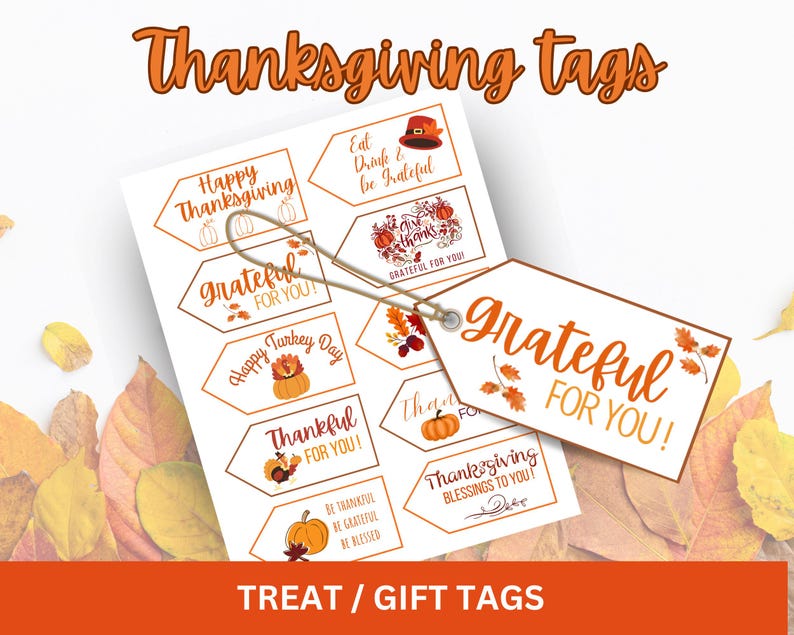 Thanksgiving Gift Tags, Thanksgiving Printable Tag, Thanksgiving Treat ...