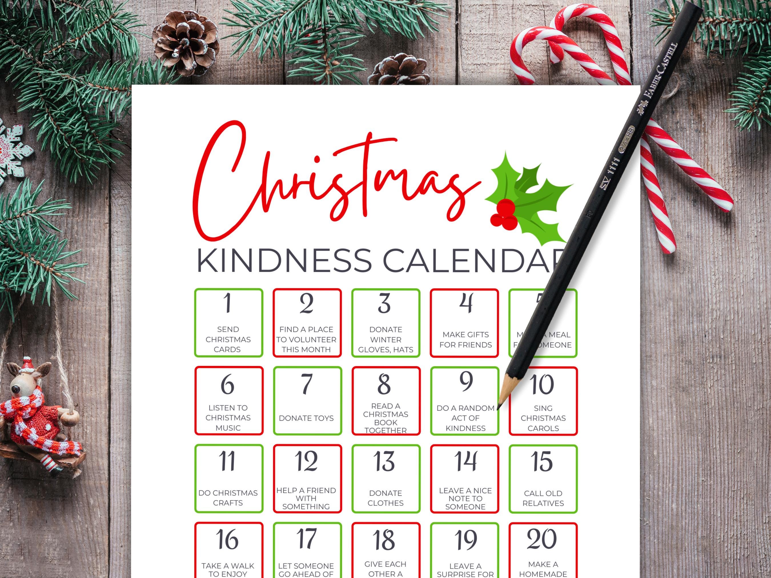 Adult Christmas Kindness Calendar, Gratitude Calendar, Teen Advent ...