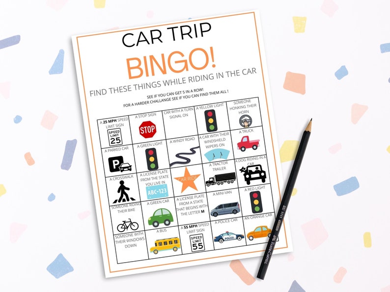 Kids Car Trip Bingo, Kids Car Games, Car Trip Game for Kids, Kids Bingo ...