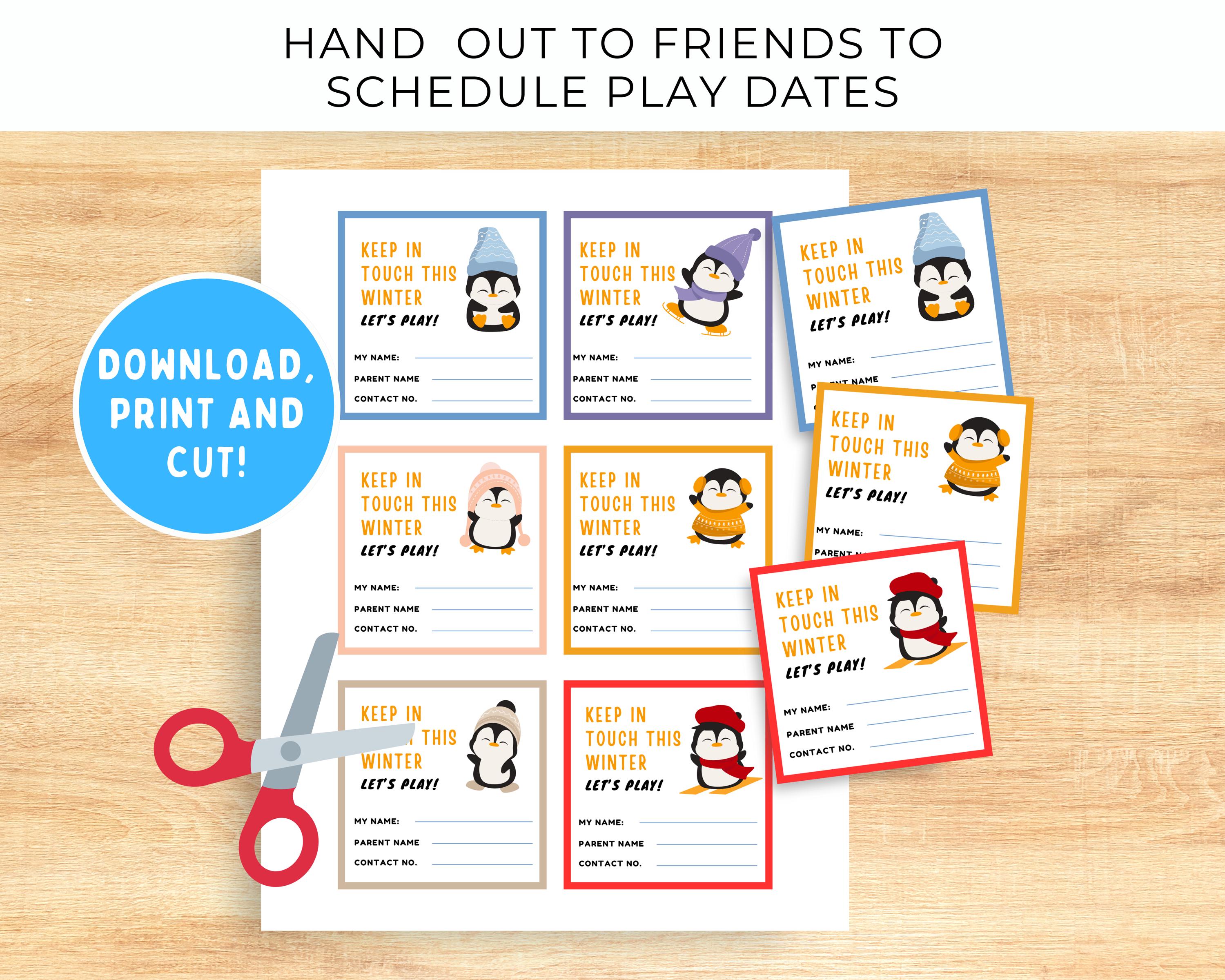 Kids Playdate Cards, Parent Contact Cards, Kids Business Cards, Keep in ...