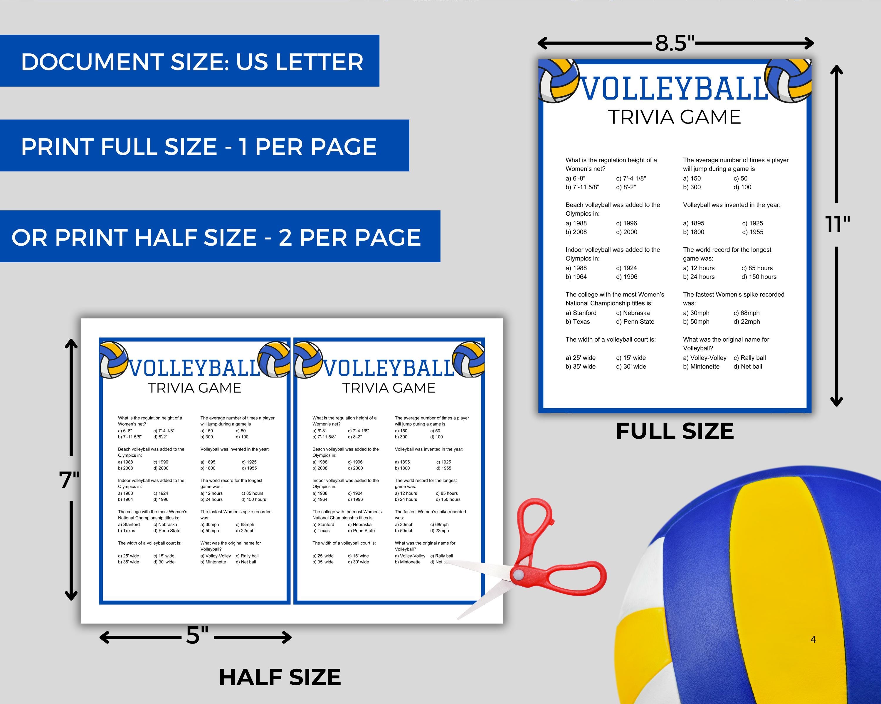 Printable Volleyball Games, Volleyball Team Building Games, Volleyball ...