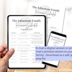 Editable Family Reunion Itinerary Template, Family Reunion Agenda ...