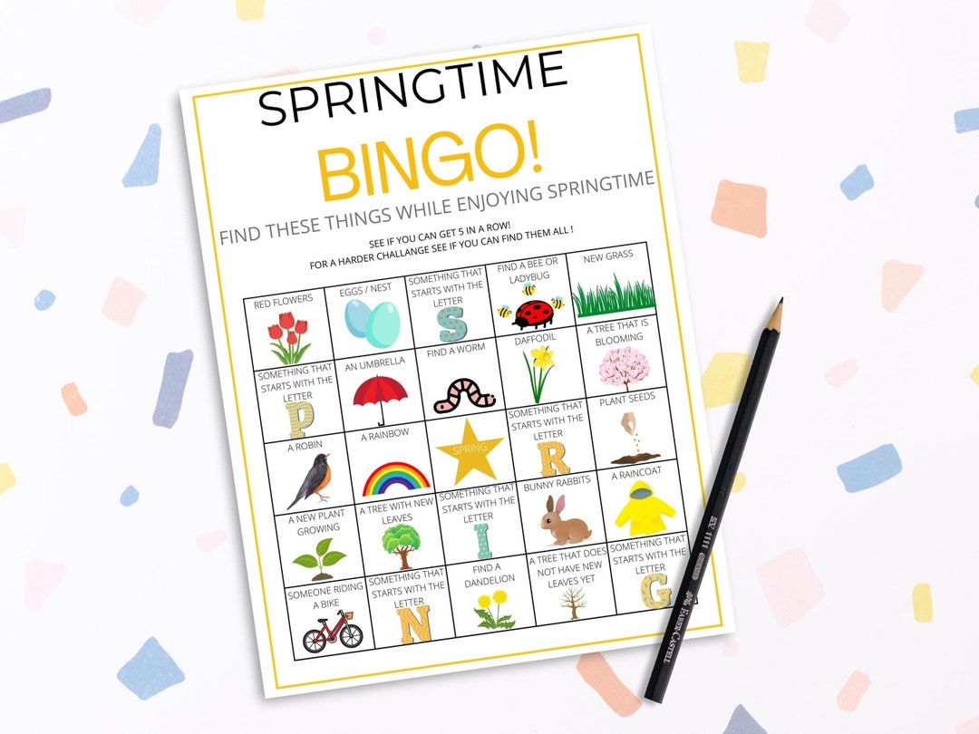 Kids Springtime Bingo, Preschool Bingo Game, Kids Bingo Activity ...