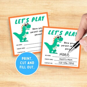 Kids Playdate Cards, Parent Contact Cards, Kids Business Cards, Keep in ...