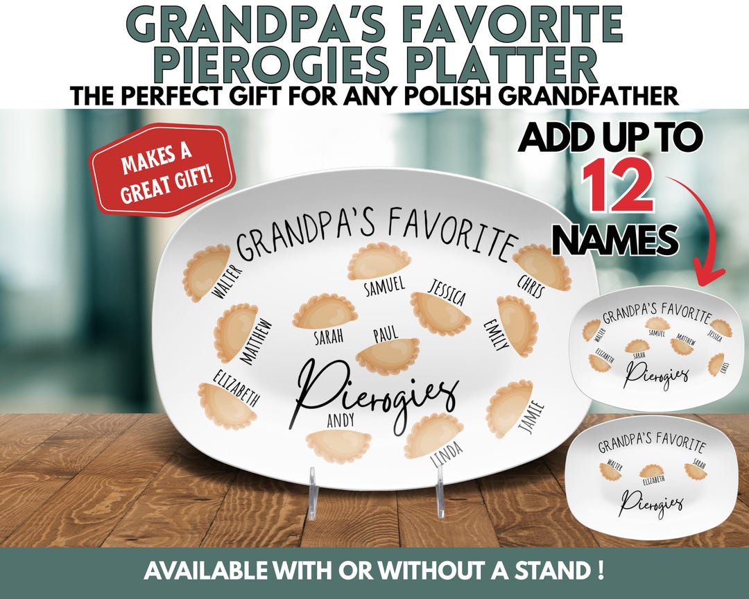 Grandpa's Favorite Pierogies, Custom Platter for Polish Grandfather ...