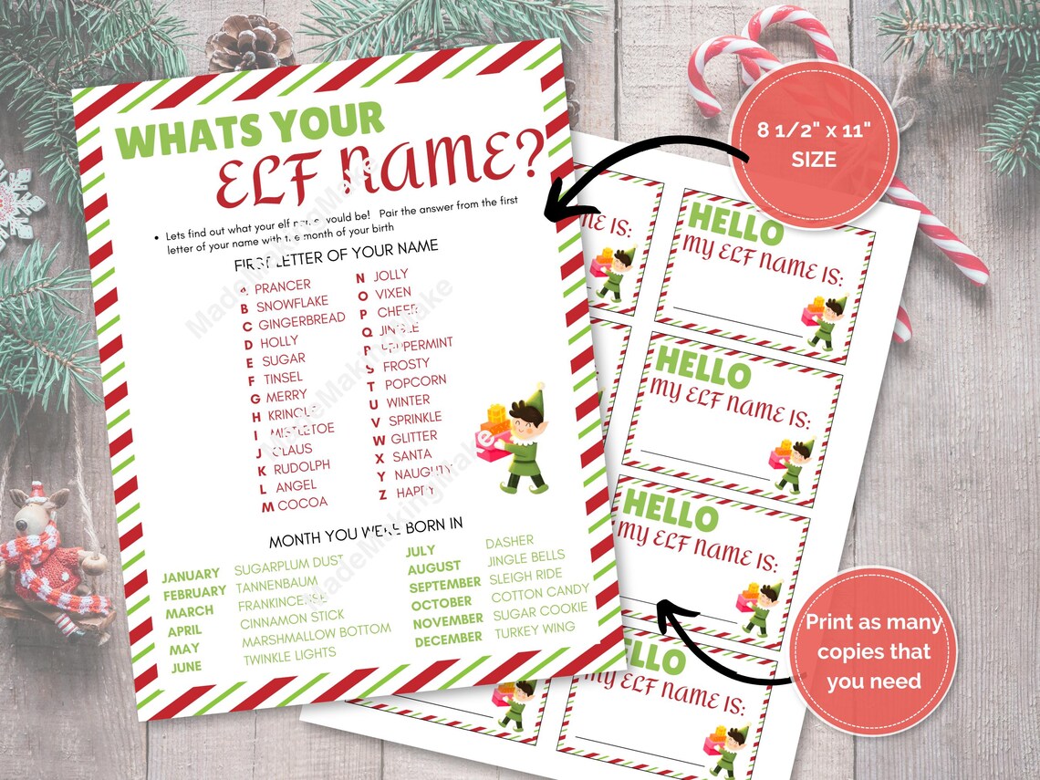 Whats Your Elf Name, Christmas Elf Name, Christmas Party Games, Holiday ...
