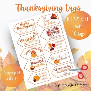 Thanksgiving Gift Tags, Thanksgiving Printable Tag, Thanksgiving Treat ...