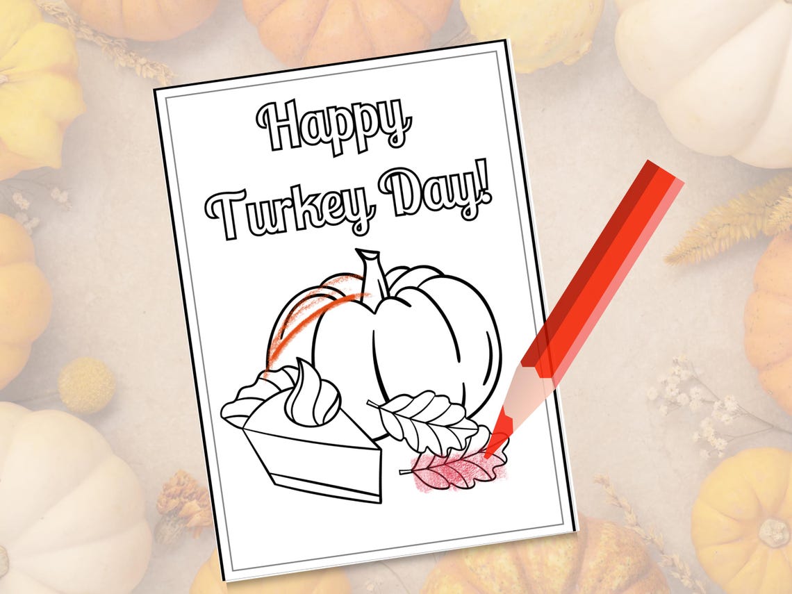 Thanksgiving Kids Coloring Cards, Kids Thanksgiving Craft Activity ...