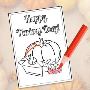 Thanksgiving Kids Coloring Cards, Kids Thanksgiving Craft Activity ...