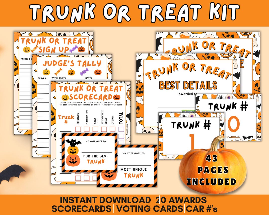 Trunk or Treat Kit, Trunk or Treat Awards, Trunk or Treat Voting Cards ...