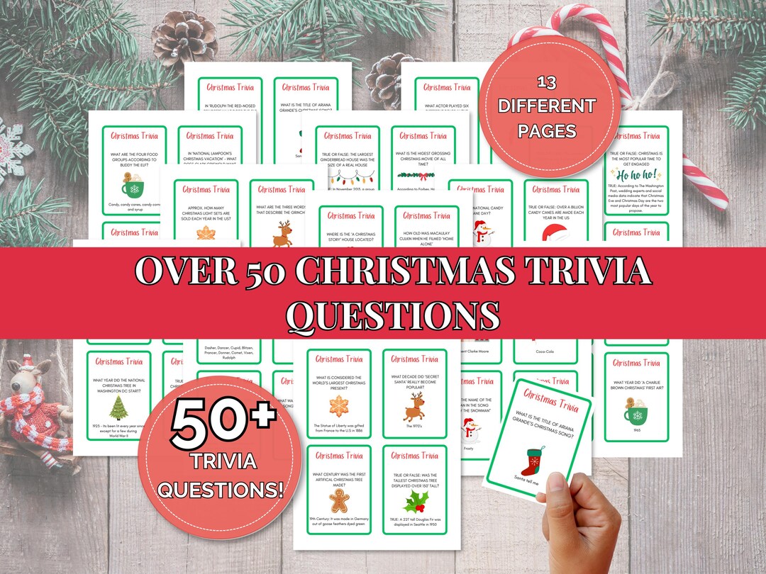 Christmas Trivia Cards, Holiday Trivia Cards, Christmas Trivia ...