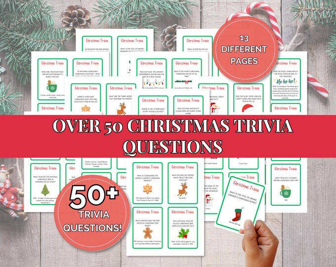 Christmas Trivia Cards, Holiday Trivia Cards, Christmas Trivia ...